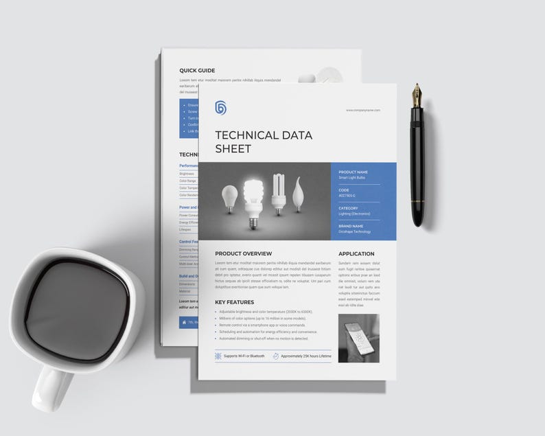 Technical Data Sheet Template, Company Fact Sheet, Product Data Sheet ...