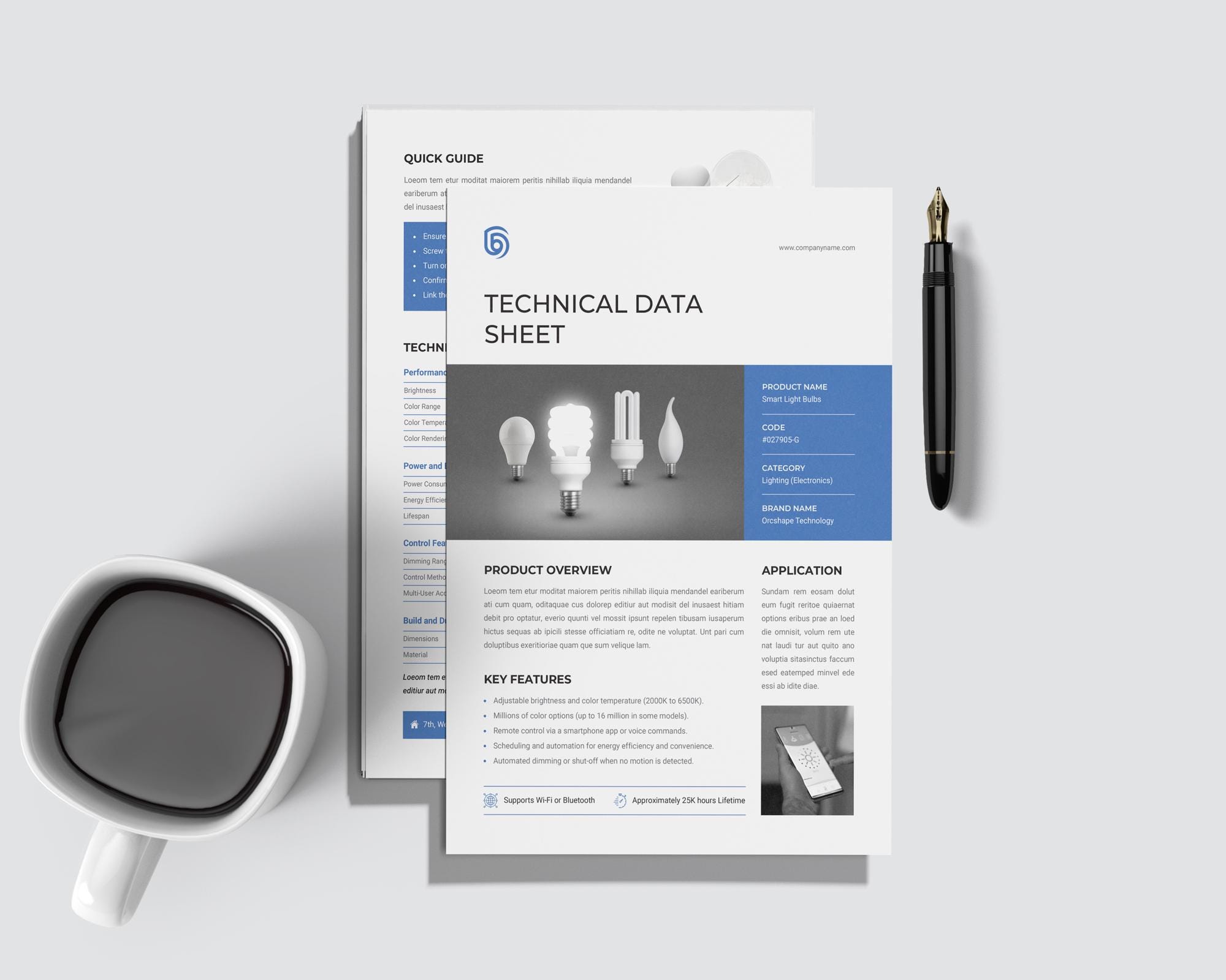 Technical Data Sheet Template, Company Fact Sheet, Product Data Sheet ...