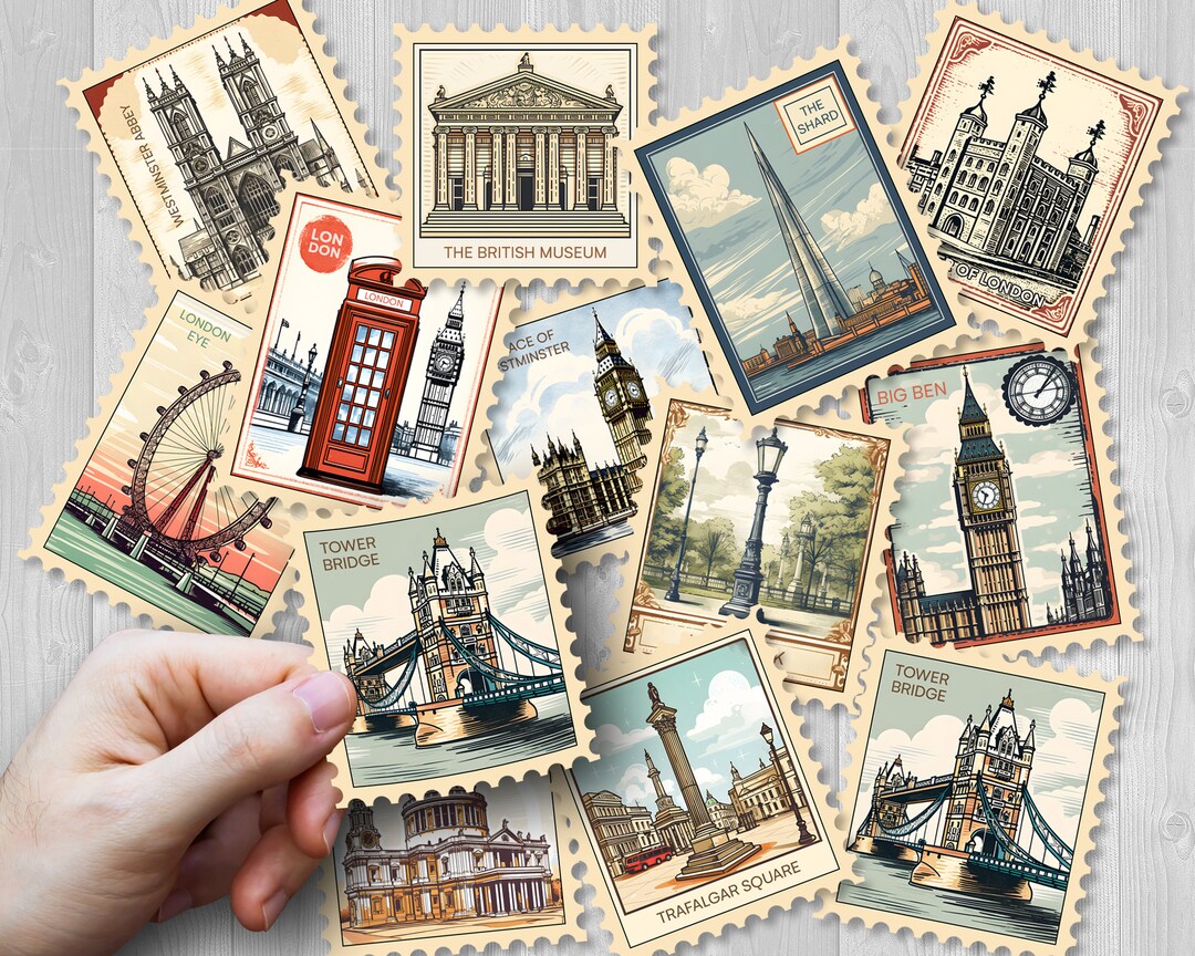 London Landmark Stamp Stickers, Travel Journal Stickers, Landmark ...