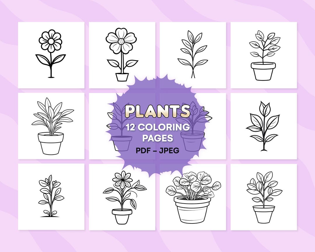 Simple Plants Coloring Pages, Cute Plants Coloring Book for Kids and ...