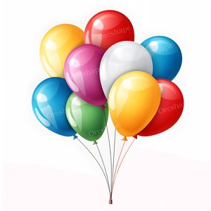 Colorful Balloons Clipart, Birthday Balloon Clipart, Party Decorations ...