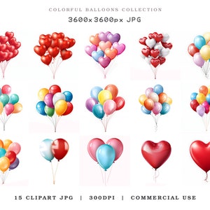 Colorful Balloons Clipart, Birthday Balloon Clipart, Party Decorations ...