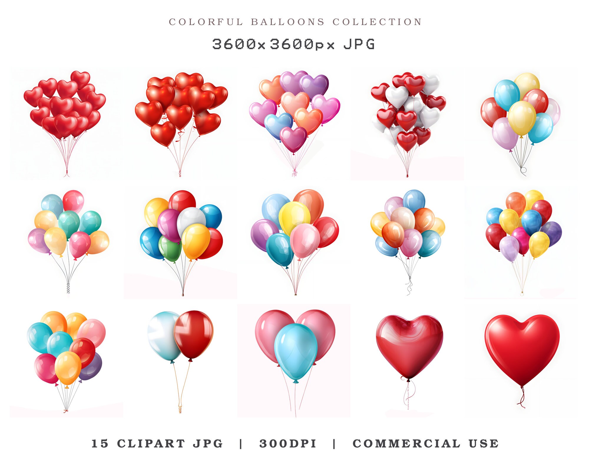Colorful Balloons Clipart, Birthday Balloon Clipart, Party Decorations ...