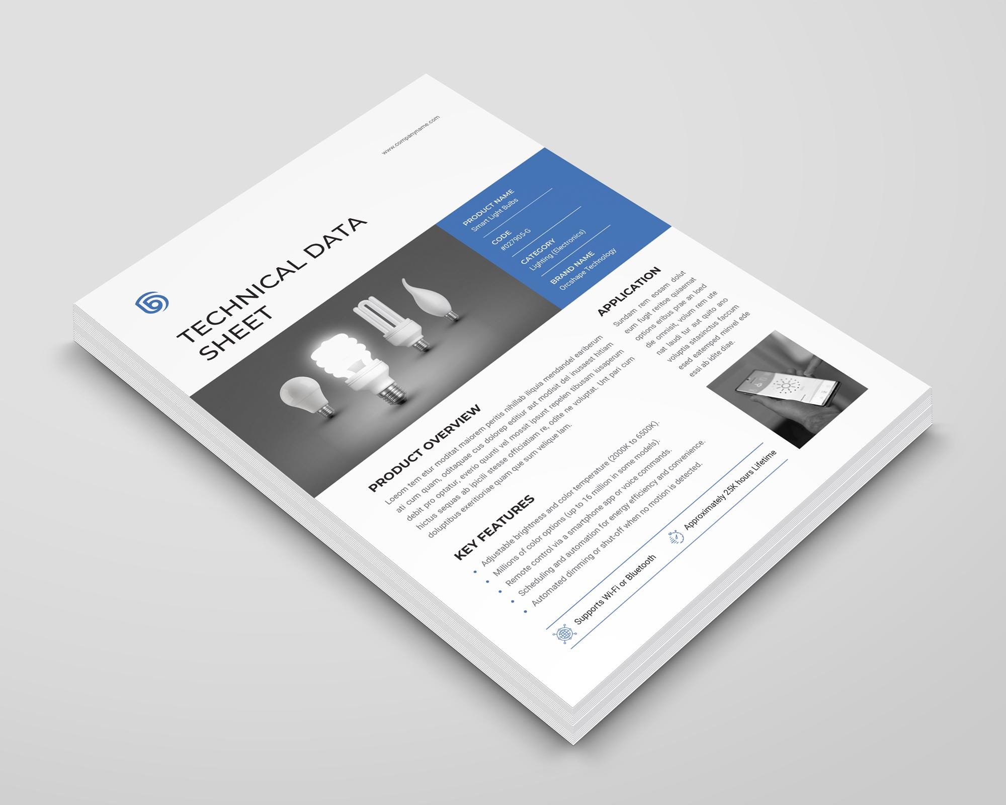 Technical Data Sheet Template, Company Fact Sheet, Product Data Sheet ...