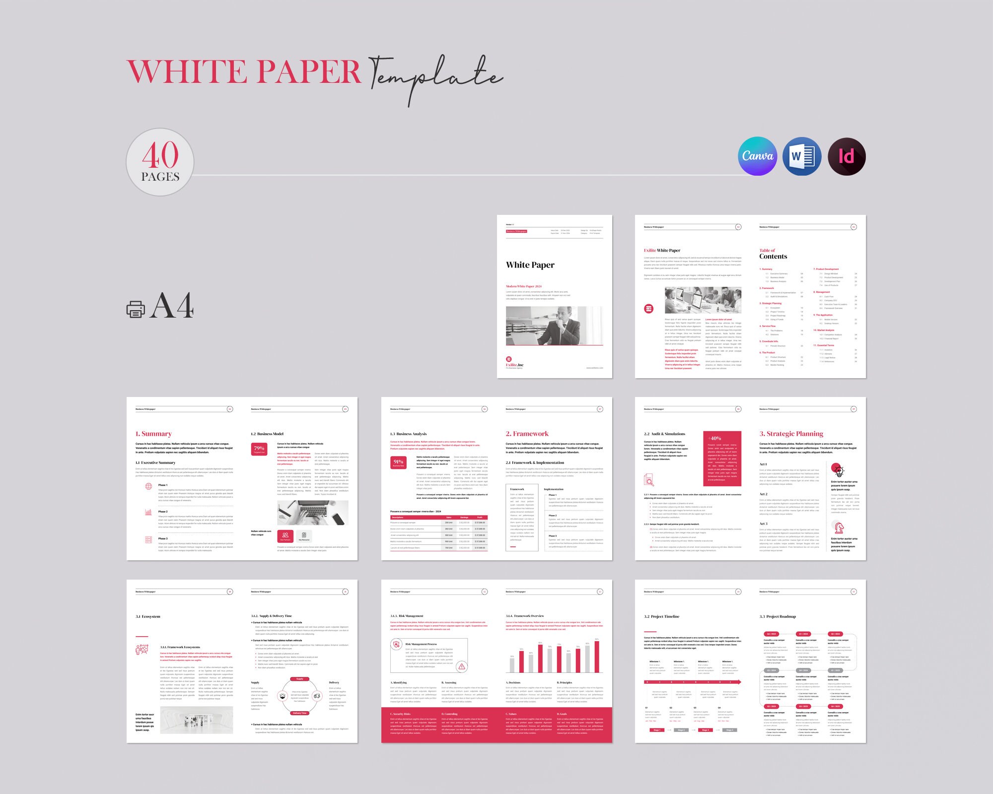 Canva Printable White Paper Template, White Paper Template, Brochure ...