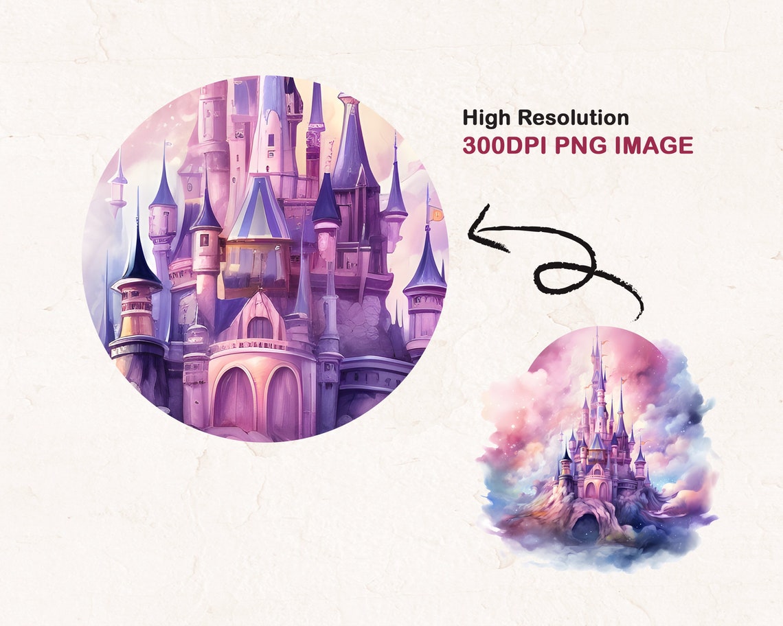 Watercolor Castle Clipart, Fairy Tale Princess Castle, Princess Birthday Castle, High-quality ...