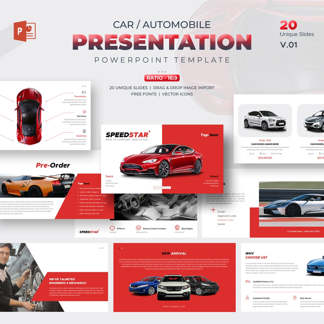 Car Powerpoint Template, Automobile Portfolio Presentation Slides, Car ...