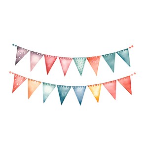 Watercolor Bunting Clipart, Bunting Banners, 12 High-quality JPG ...