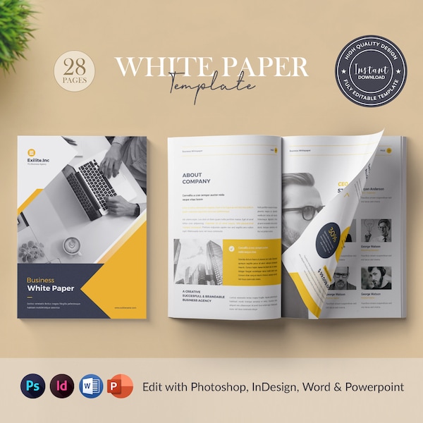 Indesign Template White Paper - Etsy