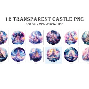 Watercolor Castle Clipart, Fairy Tale Princess Castle, Princess Birthday Castle, High-quality ...