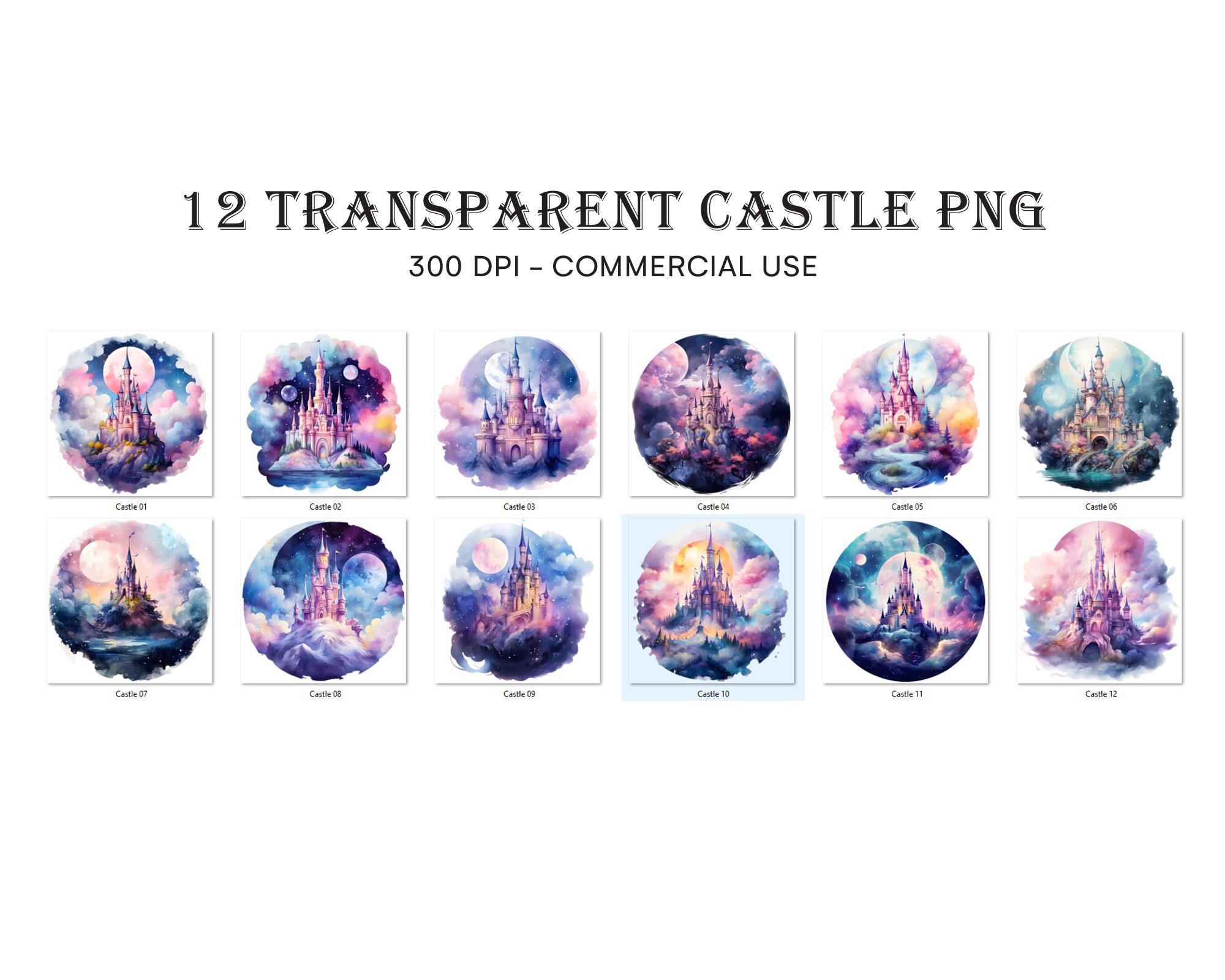 Watercolor Castle Clipart, Fairy Tale Princess Castle, Princess Birthday Castle, High-quality ...