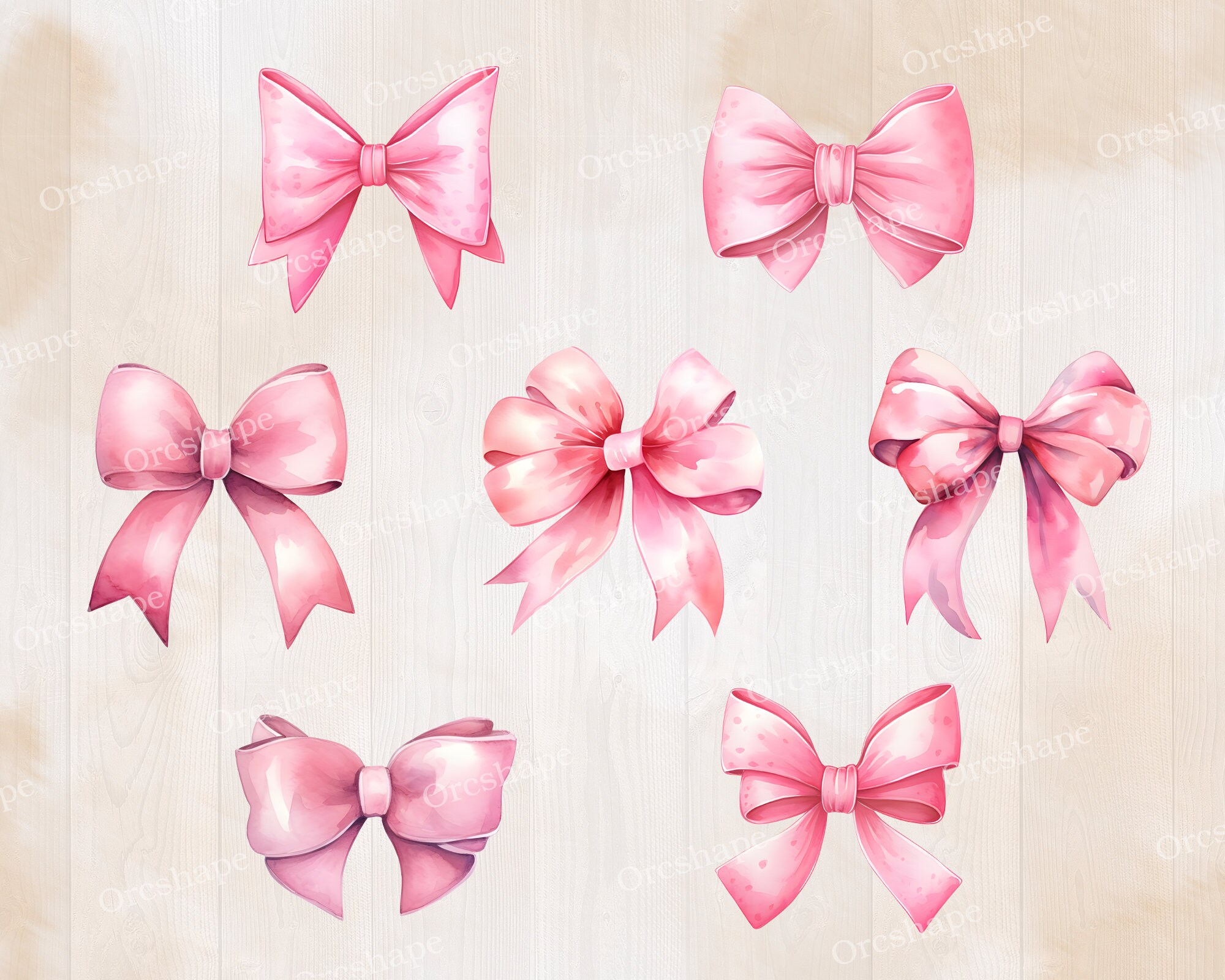 Watercolor Pink Bows Clipart, Pink Ribbon Clipart, 15 High Quality PNG ...