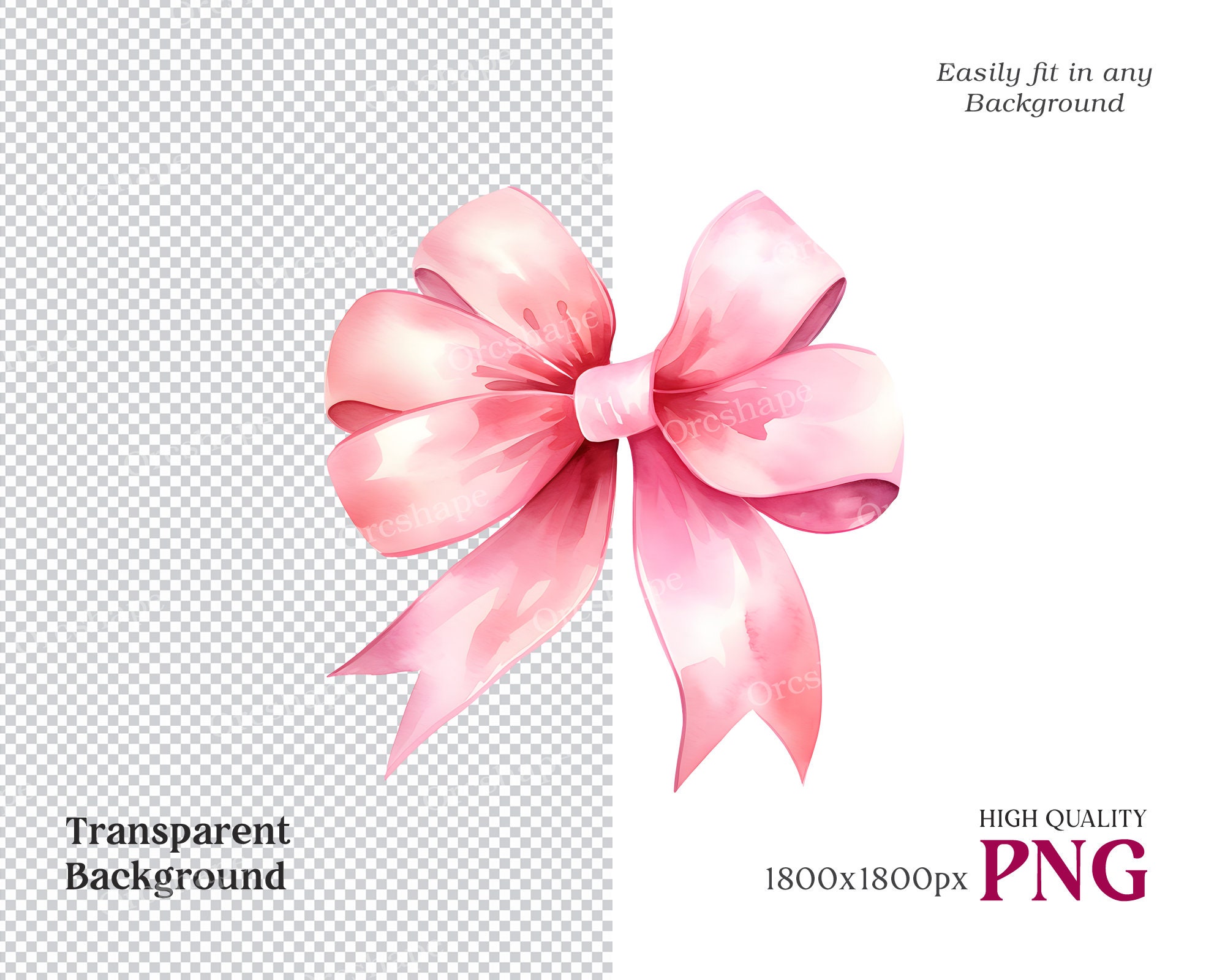 Watercolor Pink Bows Clipart, Pink Ribbon Clipart, 15 High Quality PNG ...