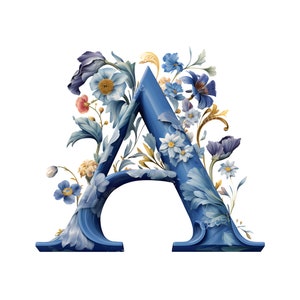 A-Z Floral Alphabet Clipart Collection, Wild Flowers Alphabet, 26 PNG ...