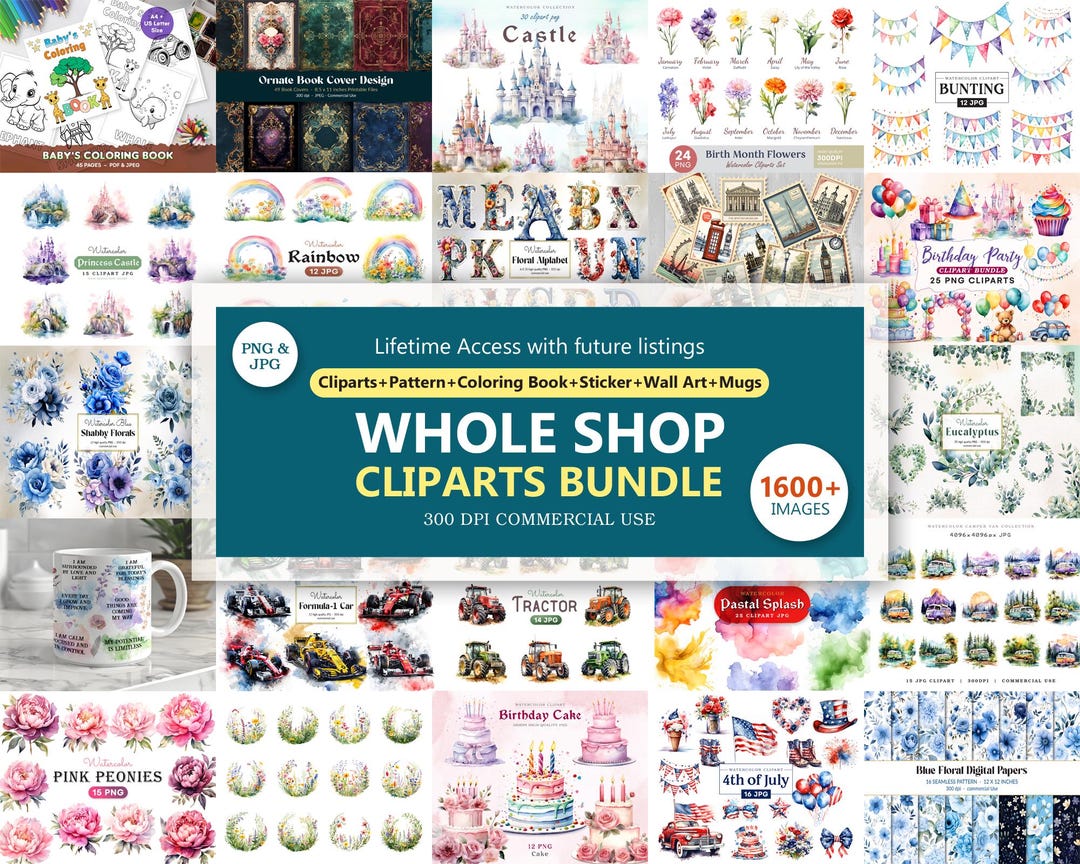 Whole Shop Cliparts Bundle, 1600+ Cliparts Pack, Mega Bundle, Whole ...