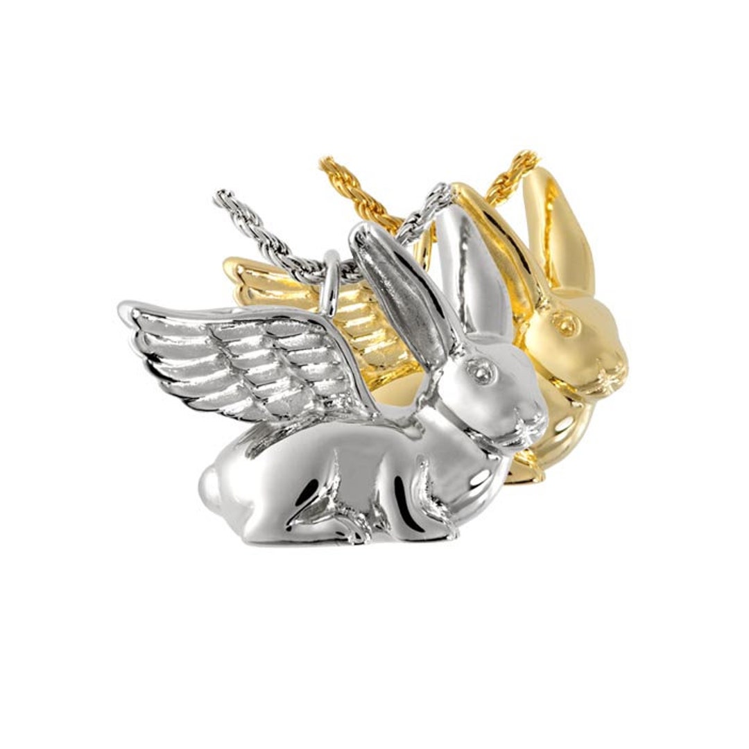 Rabbit Angel Cremation Urn Necklace Sterling Silver or 14K Gold Plated ...