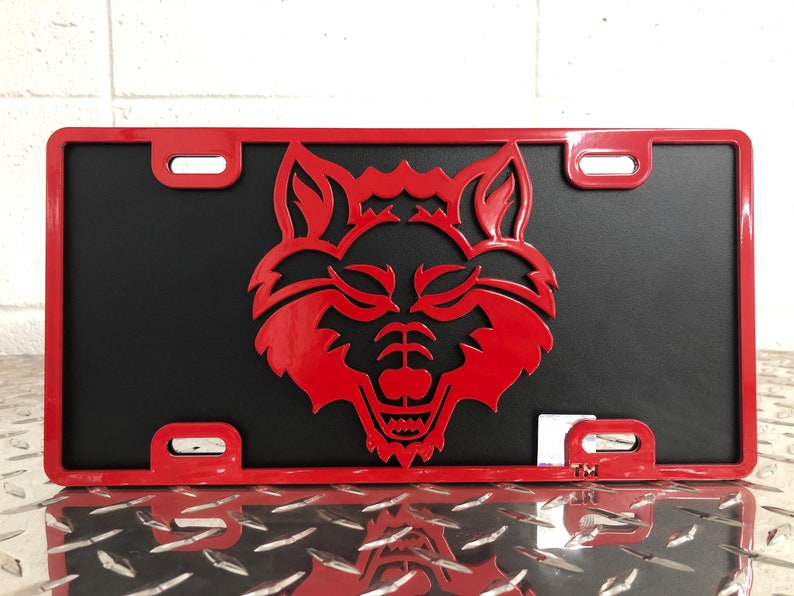 Red Wolf License Plate With Black Back Plate - Etsy