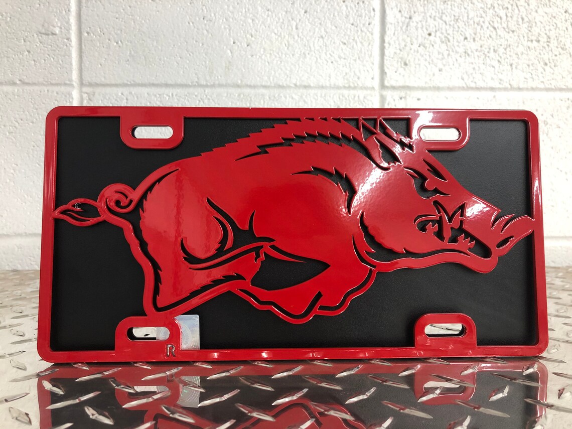 Razorback License Plate With Black Back Plate - Etsy