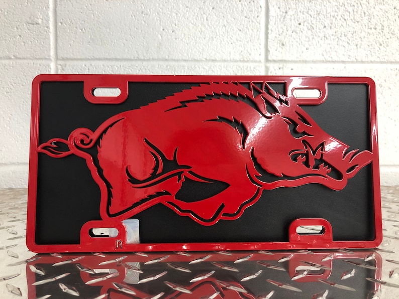 Razorback License Plate With Black Back Plate | Etsy