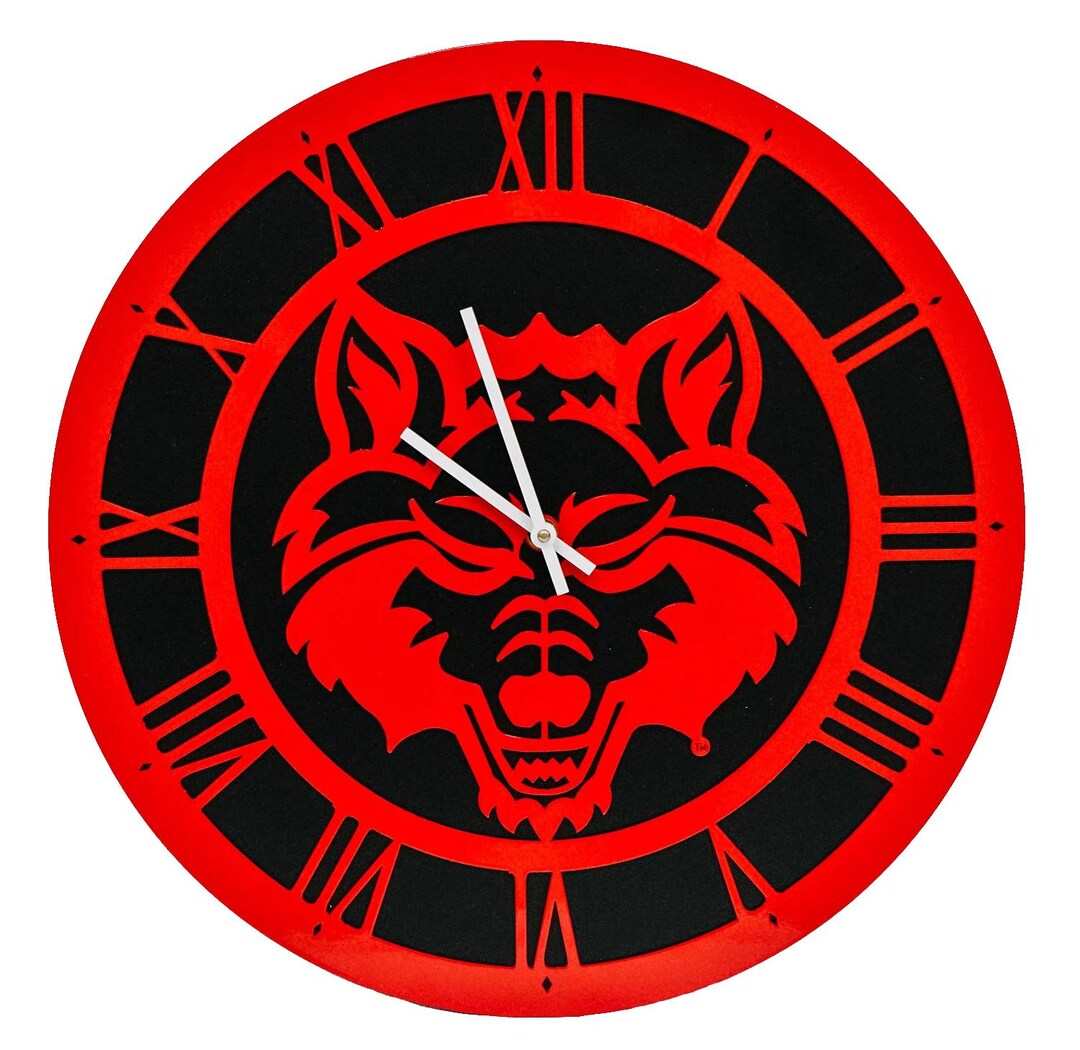 Red Wolf Clock - Etsy