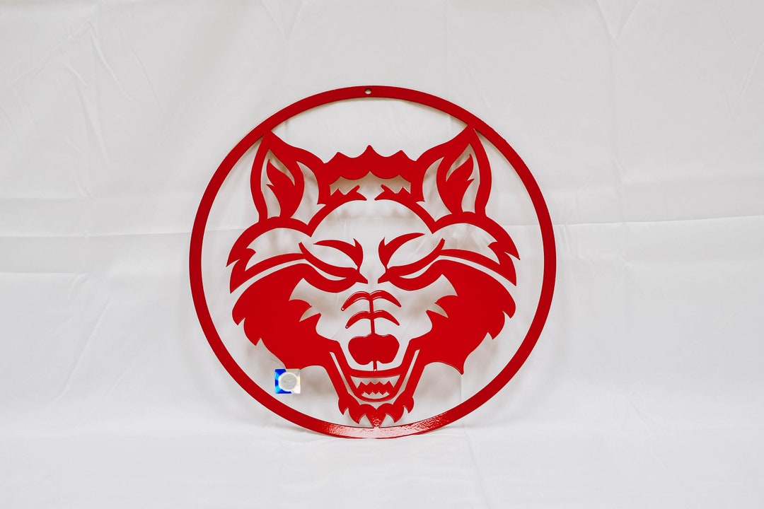 Red Wolf Head Circle Art - Etsy