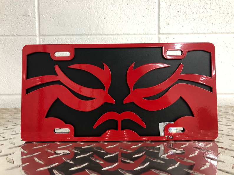 Red Wolf Eyes License Plate With Black Back Plate - Etsy