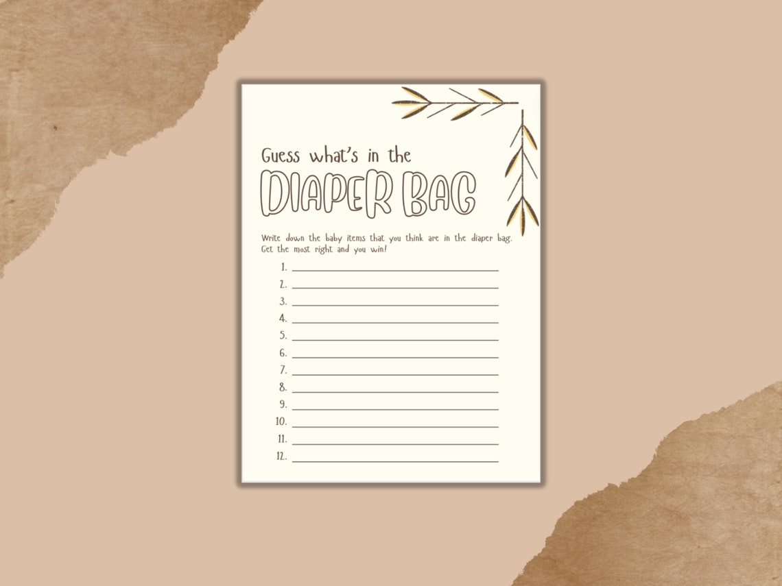 Guess What's in the Diaper Bag Baby Shower Game - Printable Digital ...