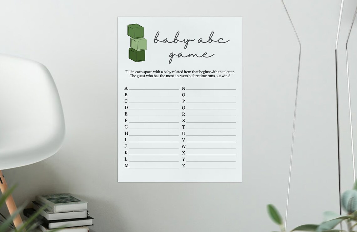 Minimalist Baby Shower Baby ABC Game - Printable/digital Mommy and ...