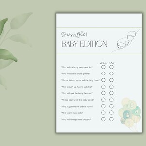 Minimalist Guess Who Baby Shower Game - Printable/digital Mommy and ...