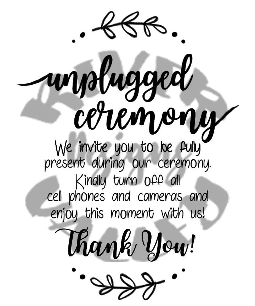 Unplugged Ceremony, Sign, Wedding Sign, Vinyl Design, Pdf, Jpg, Png ...