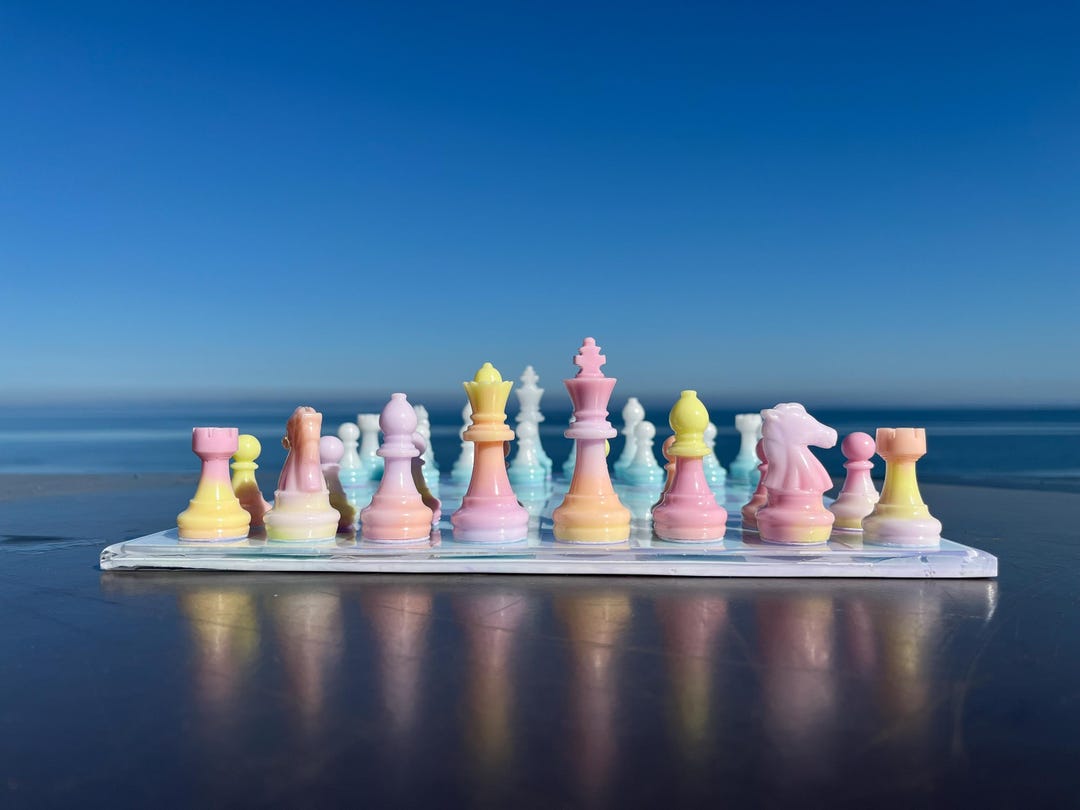 Custom Resin Chess Set, Bespoke Handmade Chess Board With Personalised ...