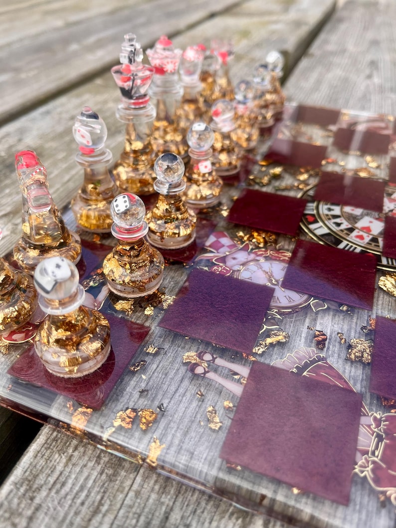 Custom Resin Chess Set, Bespoke Handmade Chess Board With Personalised ...
