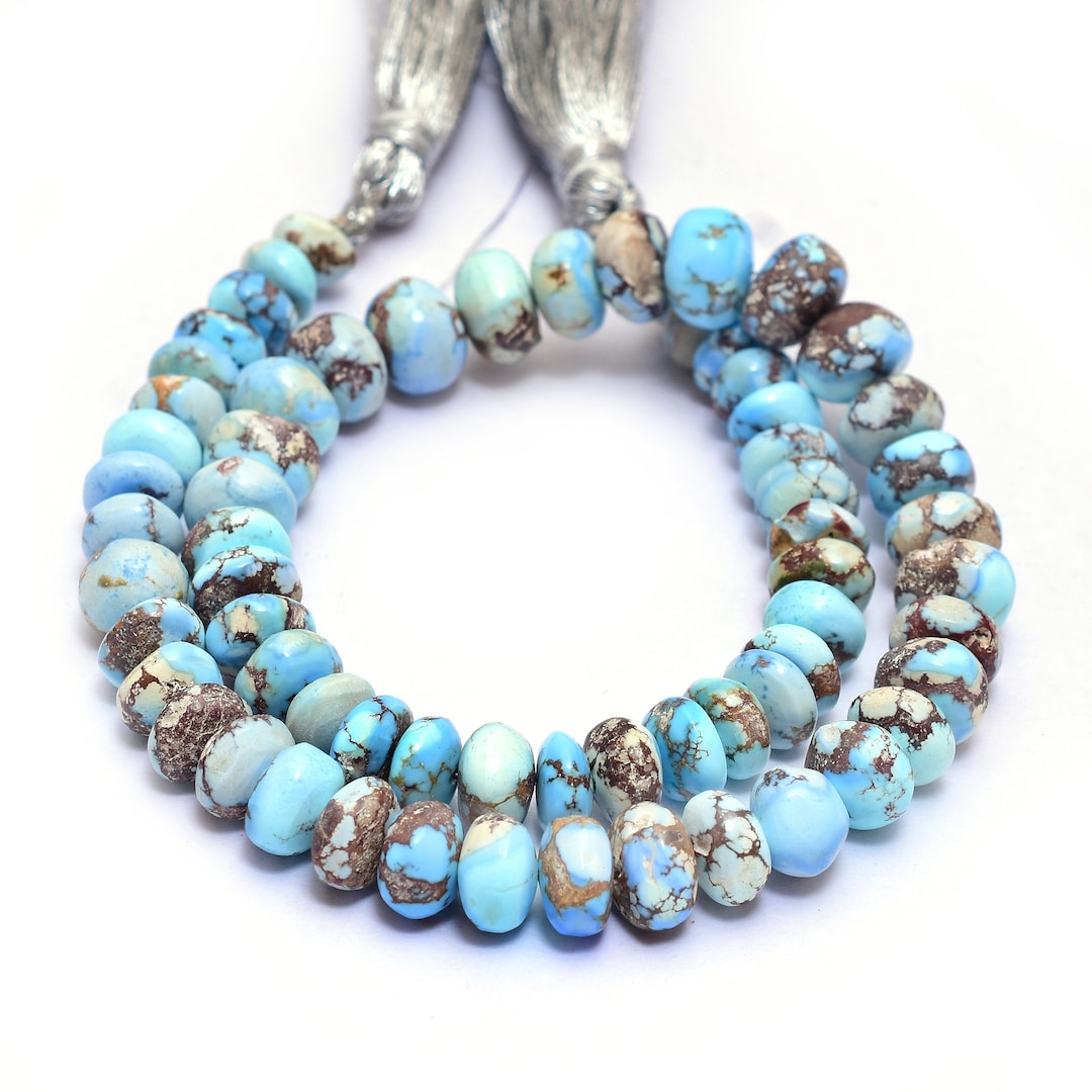 Golden Hills Turquoise 7mm-8mm Smooth Rondelle | 12inch Strand ...