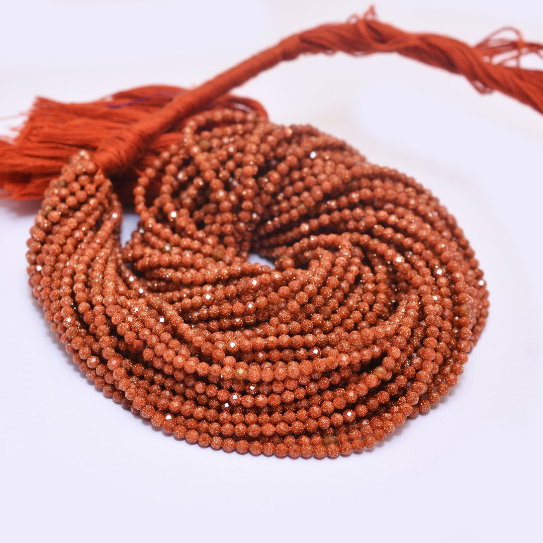 AAA+ Goldstone Gemstone Fire 2mm-3mm Micro Faceted Beads | 13inch ...