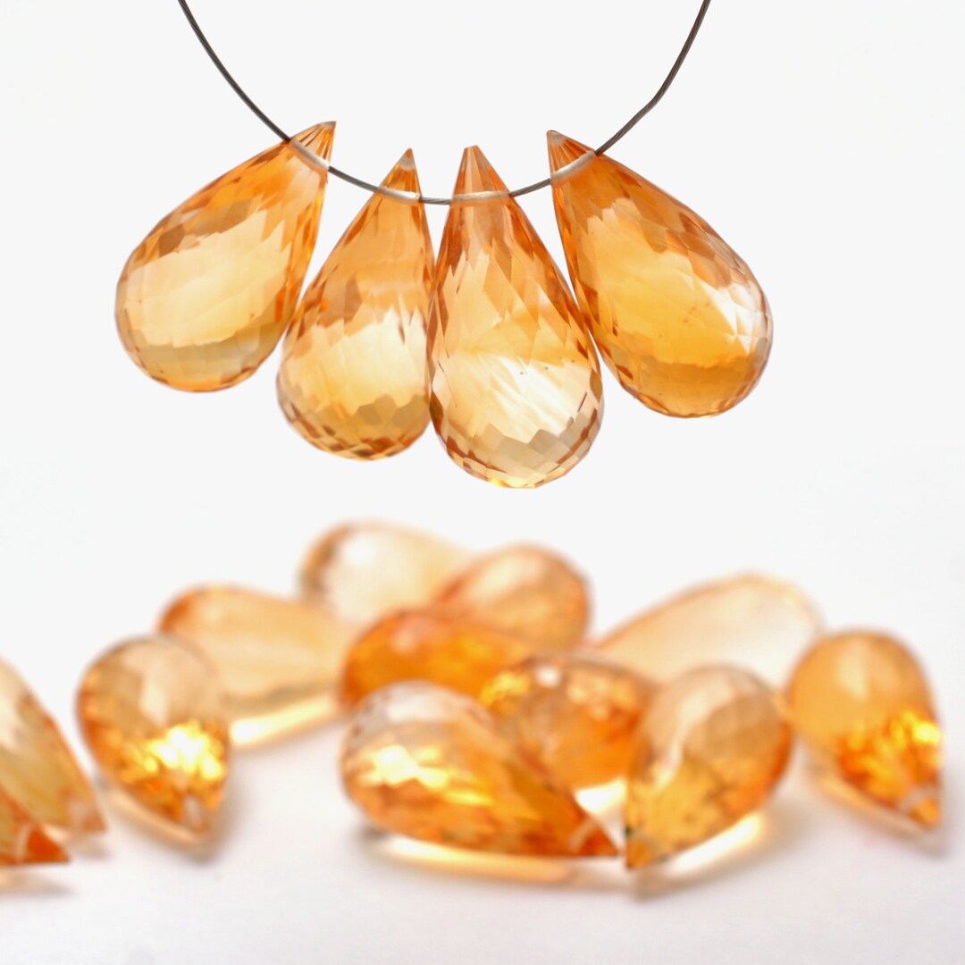 AAA+ Citrine Teardrop Briolette Beads | 6x12mm Calibrated Drops ...