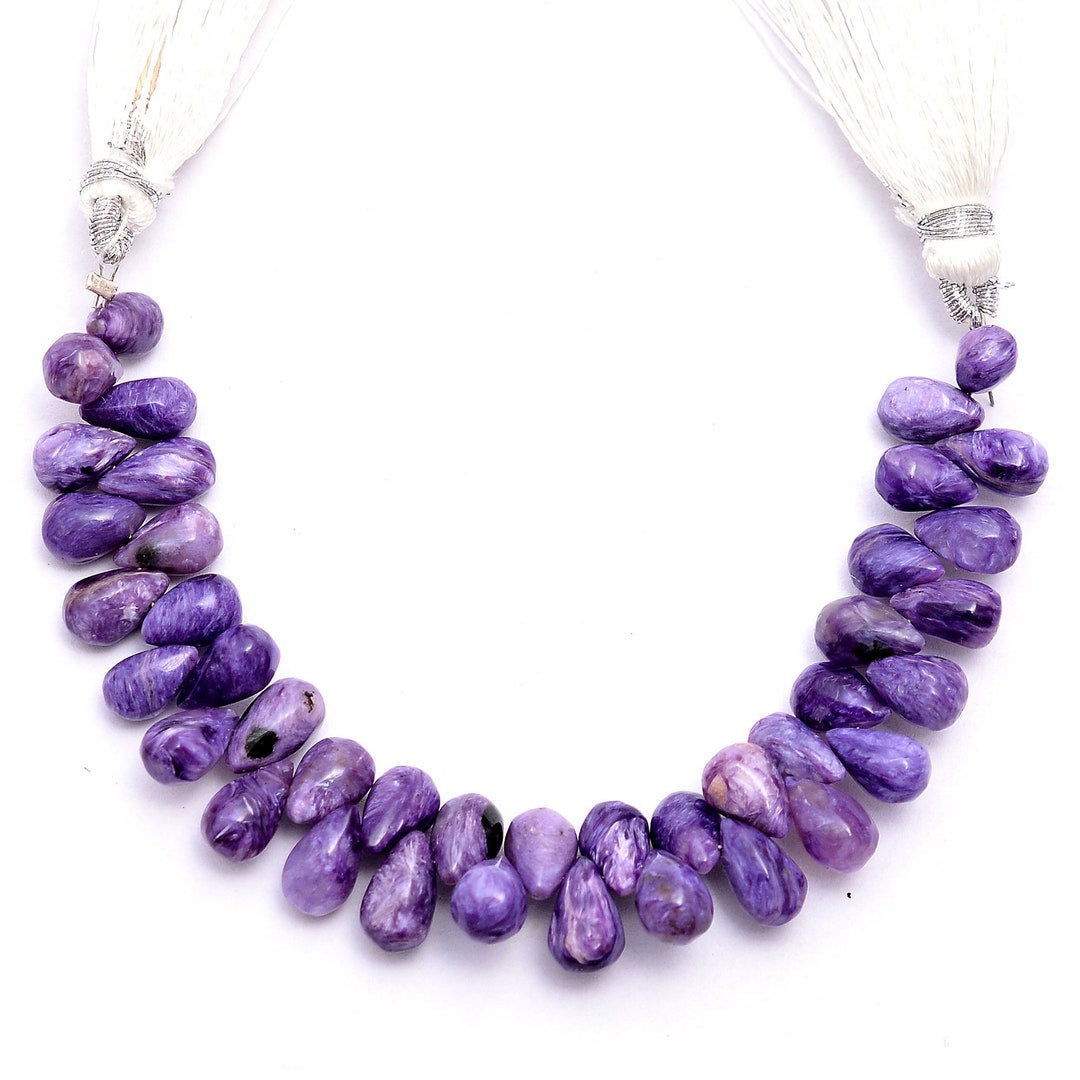 AAA+ Russian Charoite Gemstone 5x8mm Smooth Teardrop Beads | 5inch ...