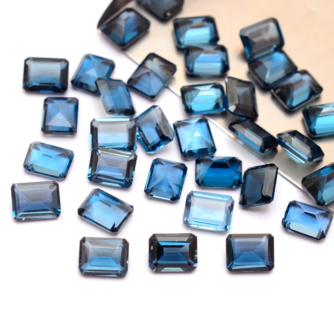 AAA+ London Blue Topaz Octagon Cut Stone | 8x10mm Octo Faceted Loose ...