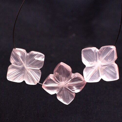 Natural Rose Quartz Flower Carving Beads 9x9mm Flower AAA - Etsy