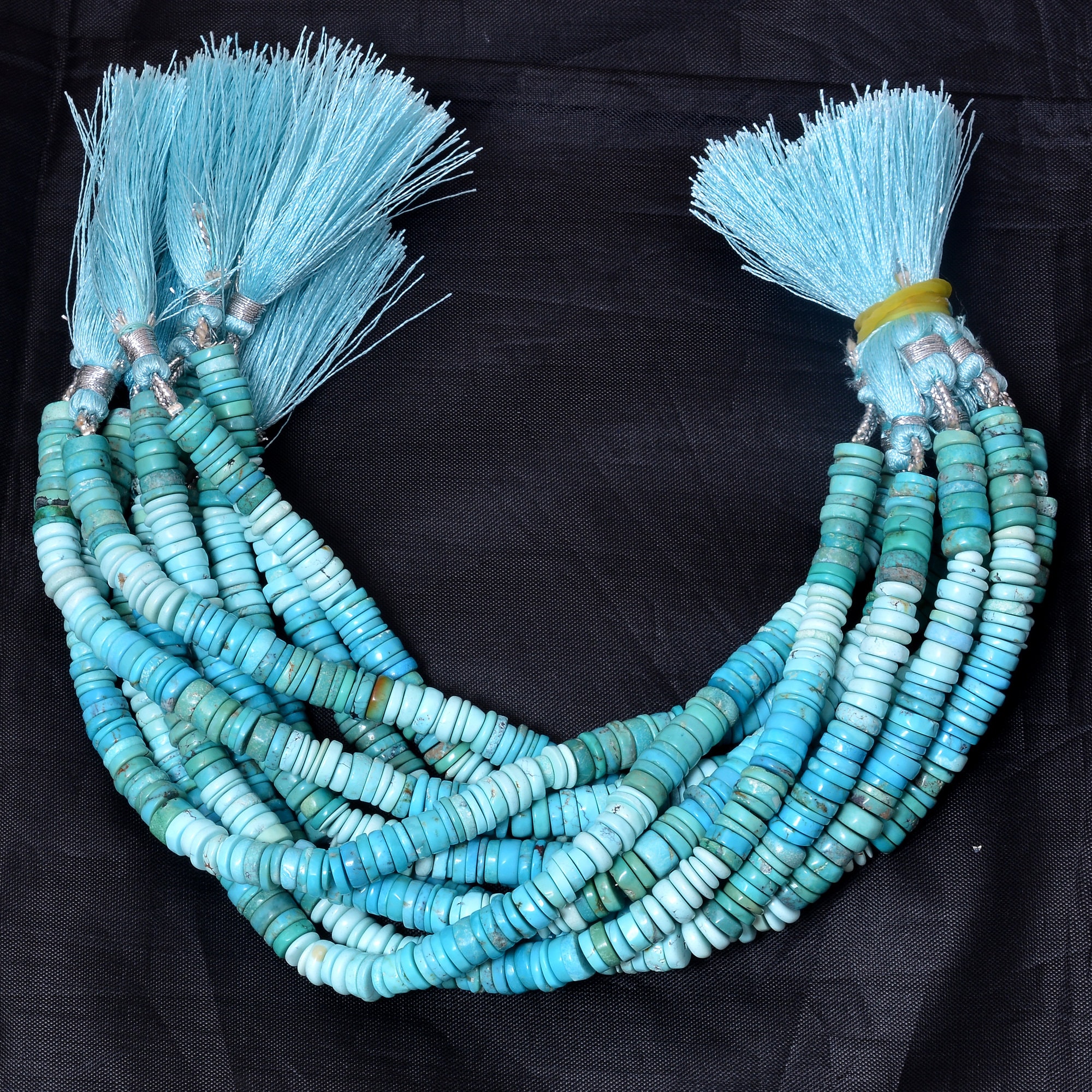 AAA+ Natural Multi Turquoise 7mm-8mm Heishi Smooth Beads | 8inch Strand ...
