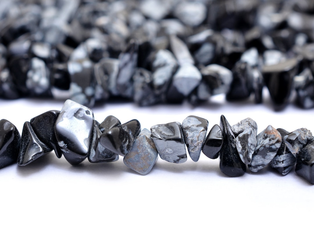 AAA Black White Obsidian Gemstone Uncut Chips 6mm Beads | 34inch Strand ...