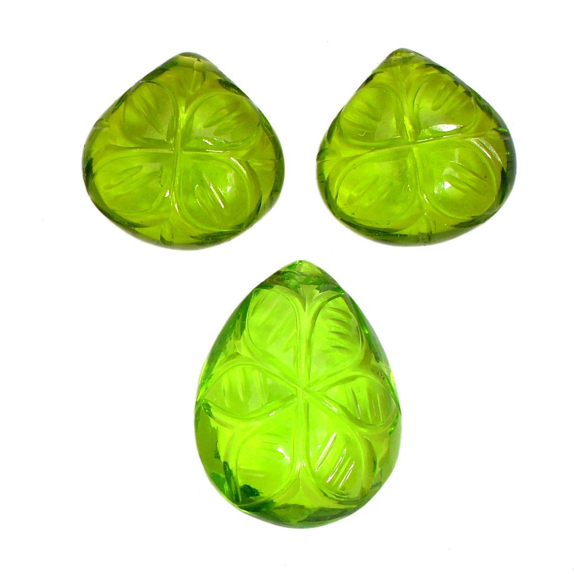 Peridot Gemstone Quartz Carving Beads Necklace Set | Peridot Flower ...