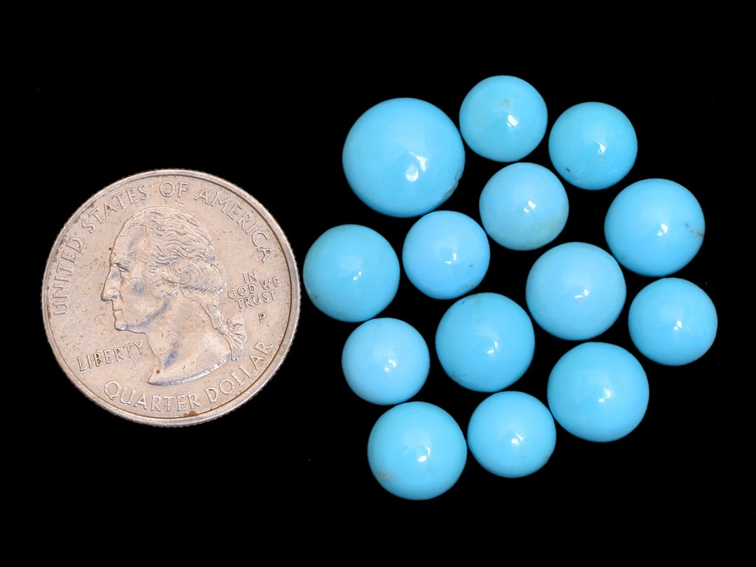 AAA Turquoise Round 8mm, 9mm, 10mm Smooth Cabochon | Natural Arizona ...