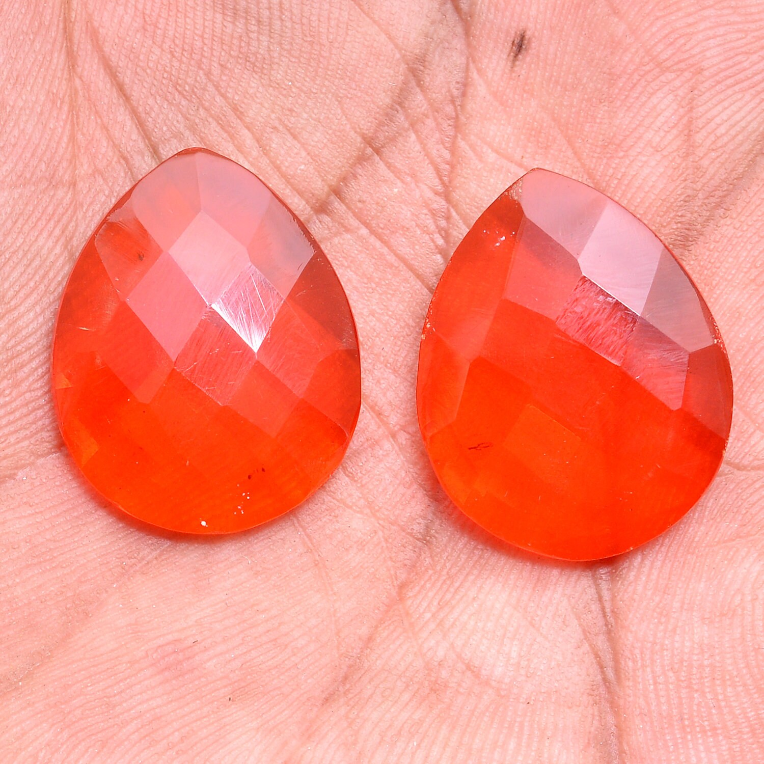AAA Orange Quartz Gemstone Briolette Pair 20x25mm Faceted - Etsy