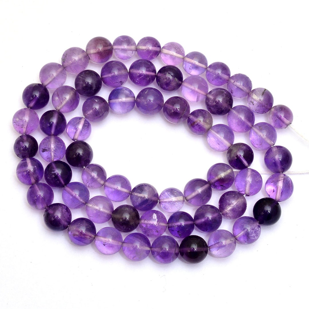 Rare Amethyst Smooth 8mm Round Beads | Multi Amethyst Gemstone Round ...