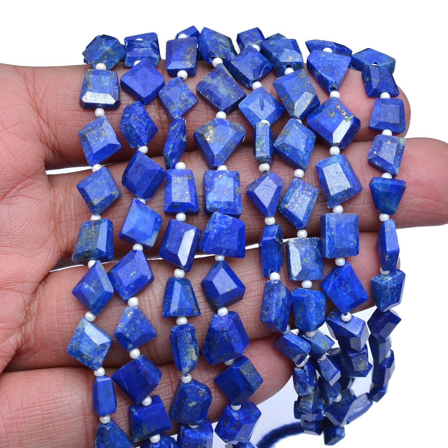 Natural AAA Lapis Lazuli Gemstone Faceted Nugget Beads | Etsy