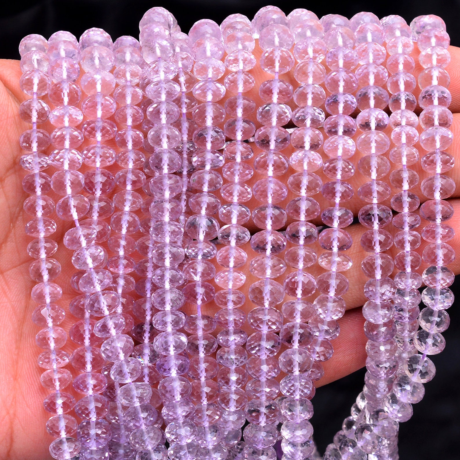 AAA Pink Amethyst Gemstone 6mm-8mm Faceted Rondelle Beads - Etsy