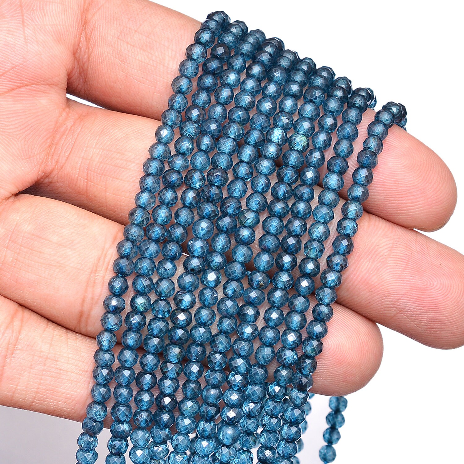 London Blue Topaz Coated 3mm-4mm Faceted Rondelle Beads - Etsy