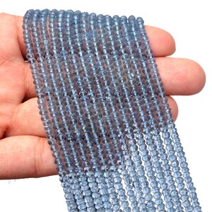 AAA+ London Blue Topaz Hydro Quartz 3mm-4mm Faceted Rondelle | Hydro ...