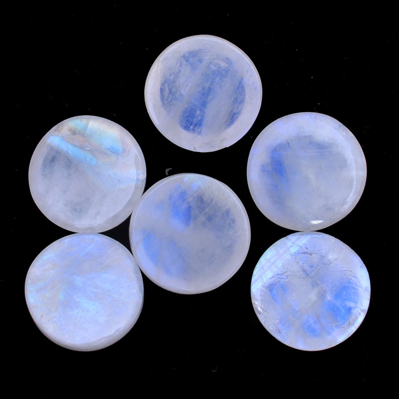Natural Rainbow Moonstone Blue Fire Gemstone 15mm Round Cabochon ...