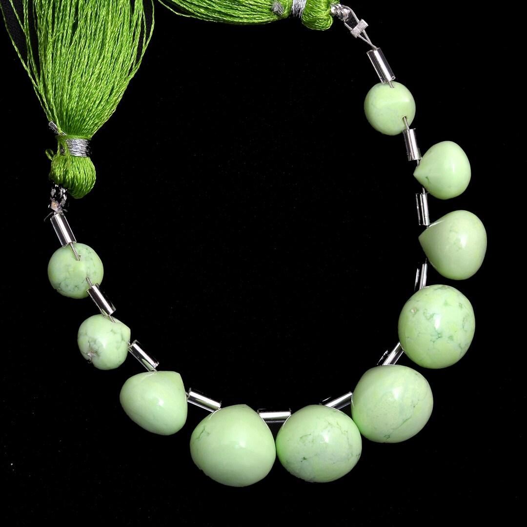 Natural AAA+ Lemon Chrysoprase Gemstone 7mm-10mm Smooth Onion Briolette ...
